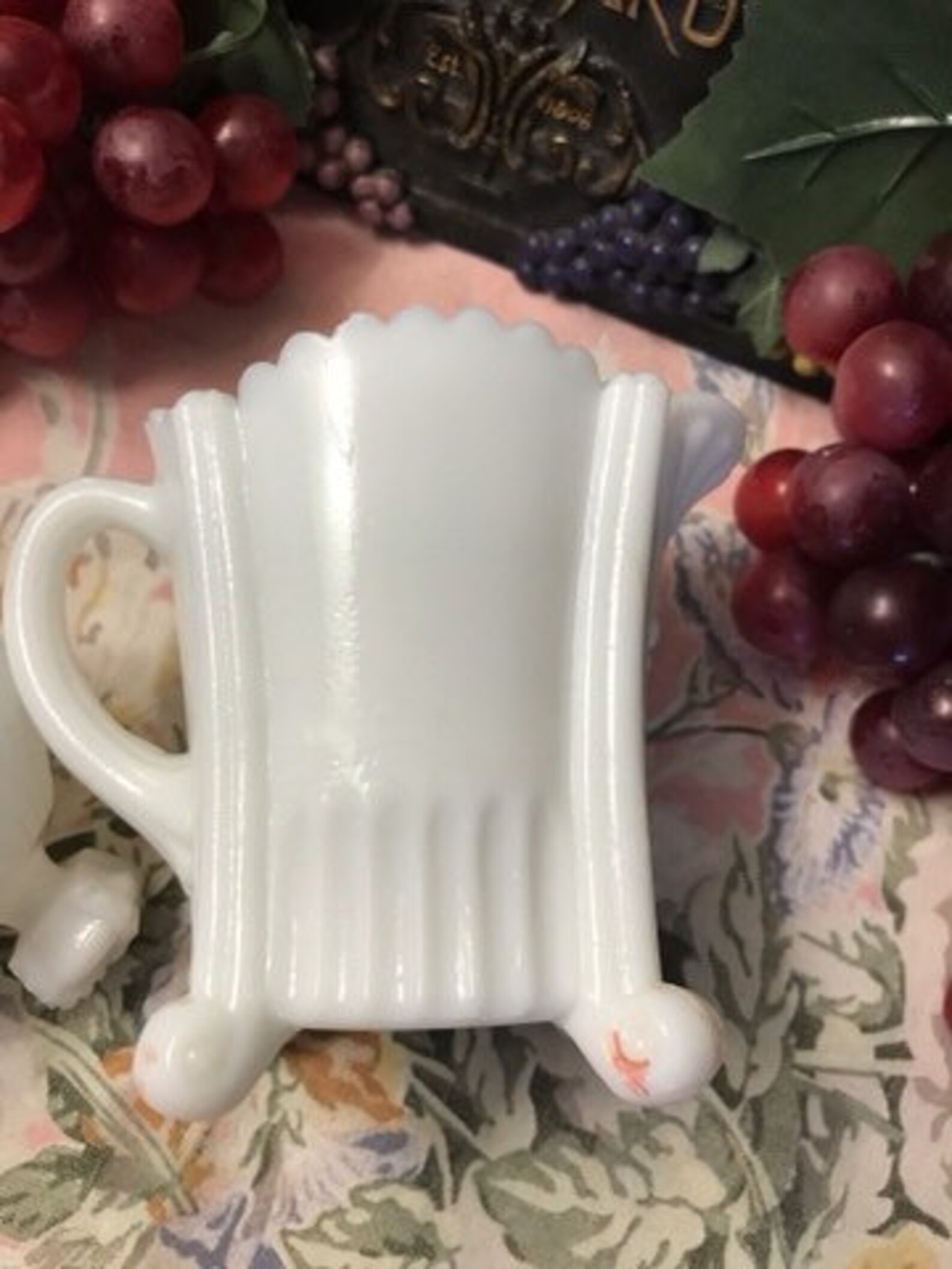 Vintage Victorian Milk Glass Covered Creamer Very Elegant Shabby Chic ...