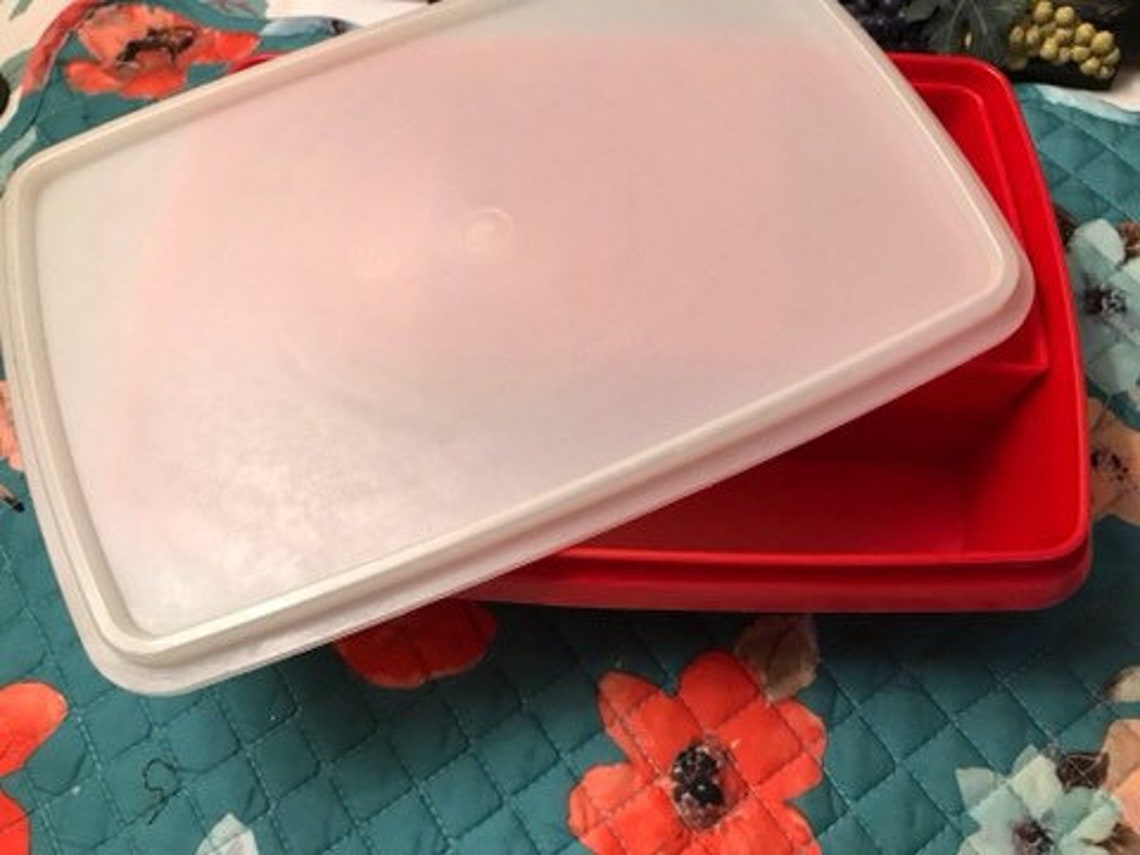Vintage Red Tuppercraft Rectangular Container With Tray - Etsy