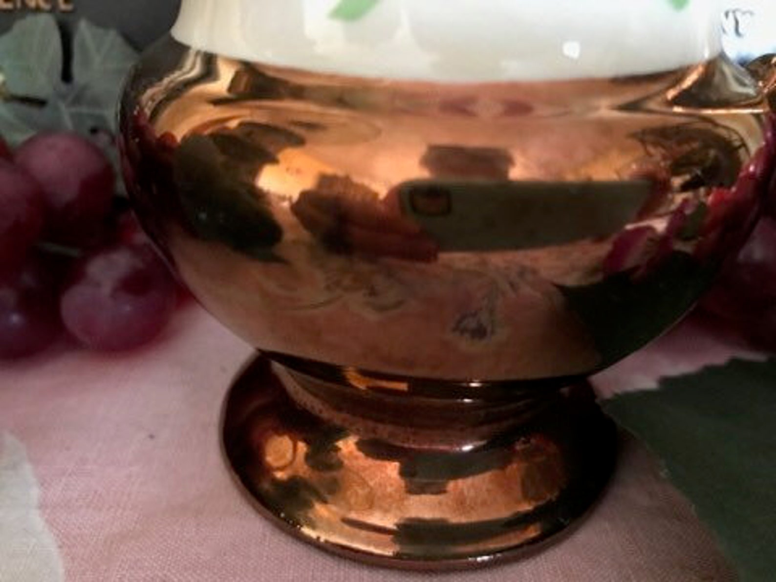 Vintage Lusterware Creamer With Hand Painted Flowers - Etsy