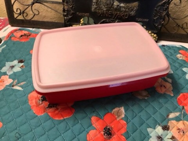 Vintage Red Tuppercraft Rectangular Container With Tray - Etsy