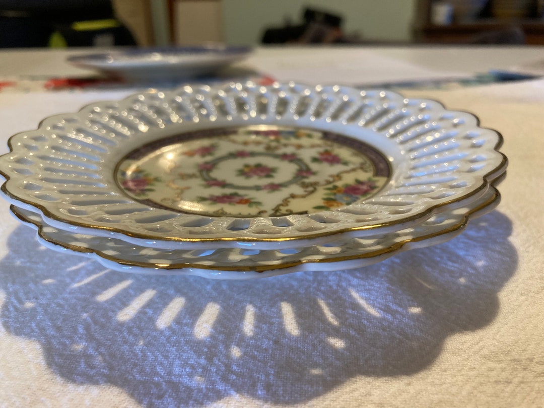 Pair of Vintage Lattice Edged Porcelain Plates Germany for Display or ...