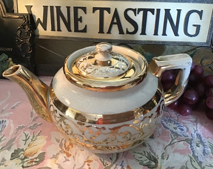 Antique Teapot by Guernsey Cooking Ware Gold Painted - Etsy