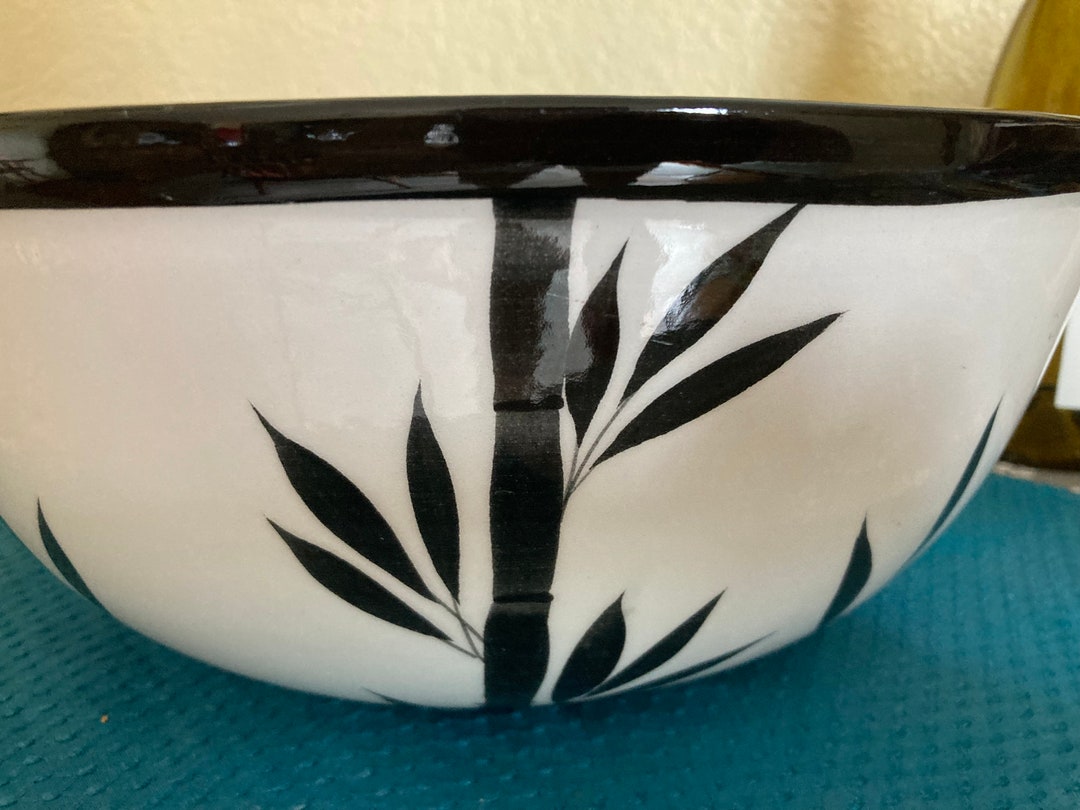 Laurie Gates Gates Ware Large Bowl Bamboo Pattern Black and White - Etsy