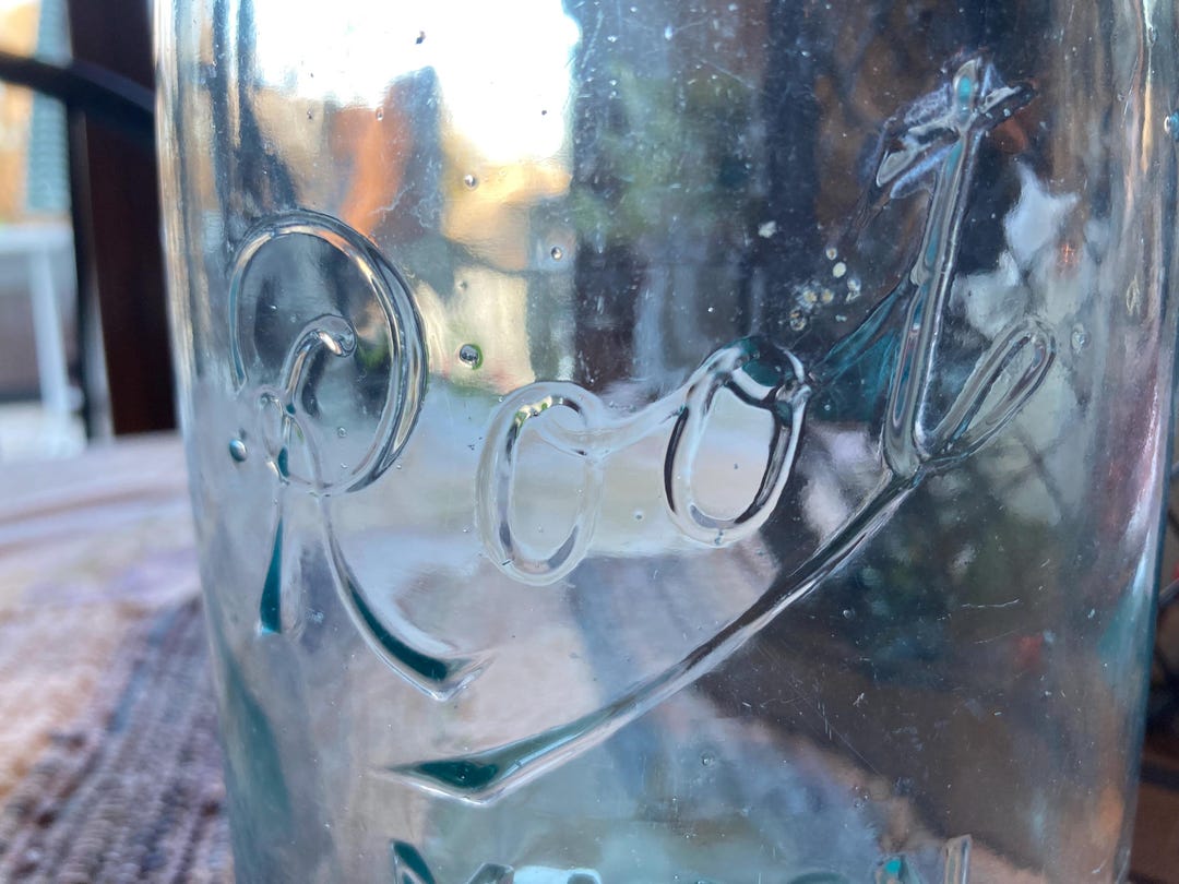 Vintage Half Gallon ROOT Mason Jar Rustic Pale Green - Etsy