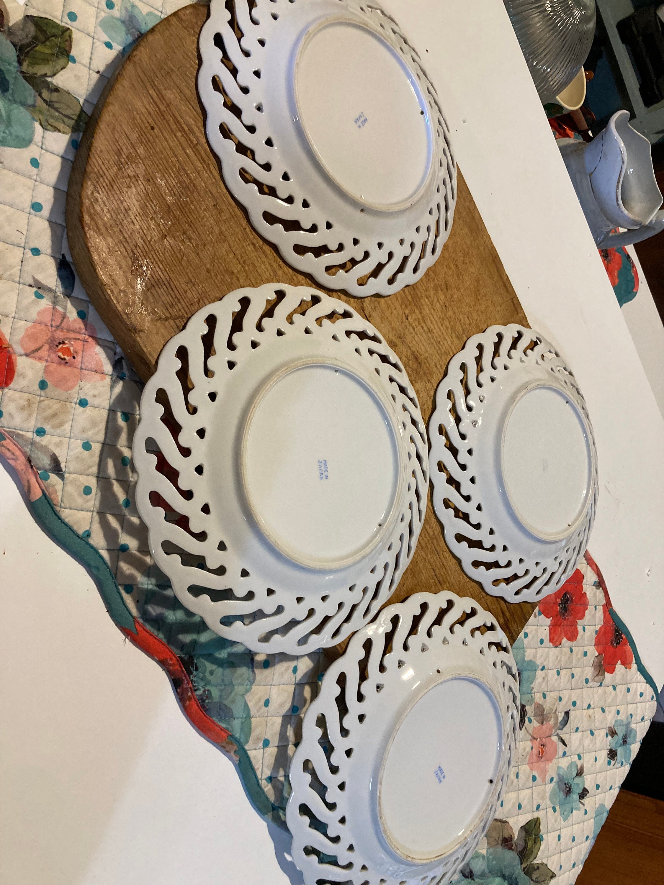 Set of 4 Vintage Painted Sail Fish Lattice Edged Decorative Plates - Etsy