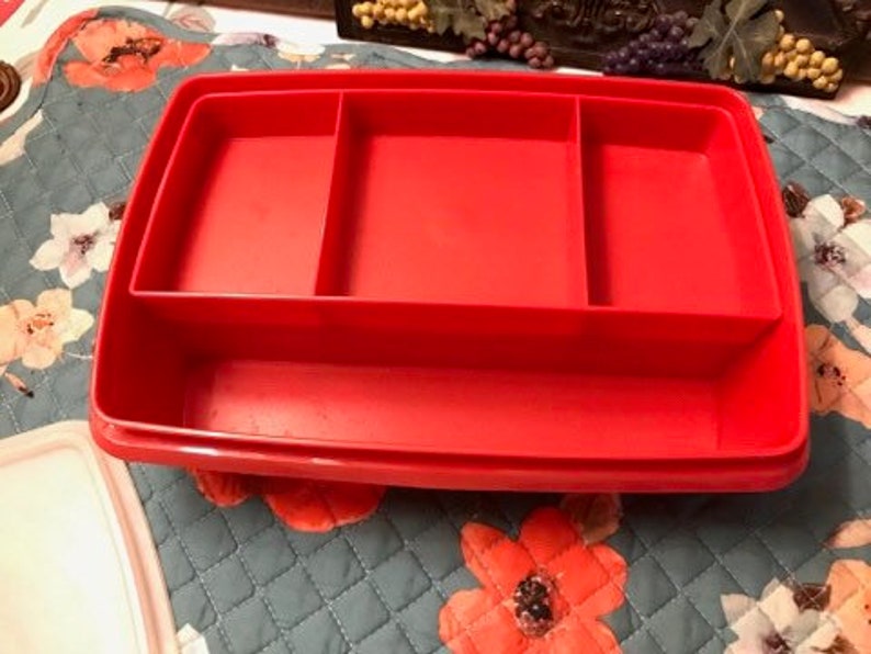 Vintage Red Tuppercraft Rectangular Container With Tray - Etsy