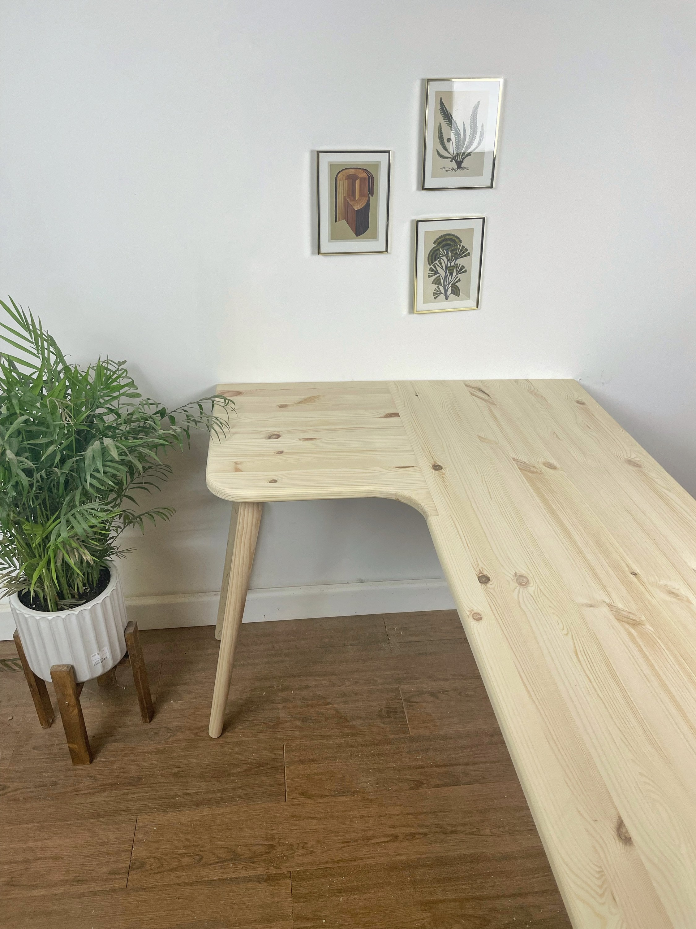 Handmade Solid Wood Corner Desk / Table Curves Workstation - Etsy UK