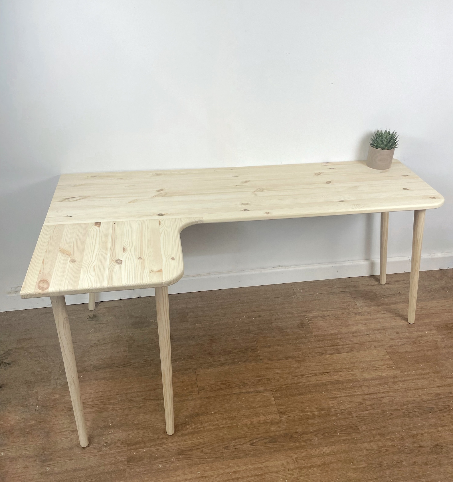 Handmade solid wood corner desk / table curves workstation | Etsy