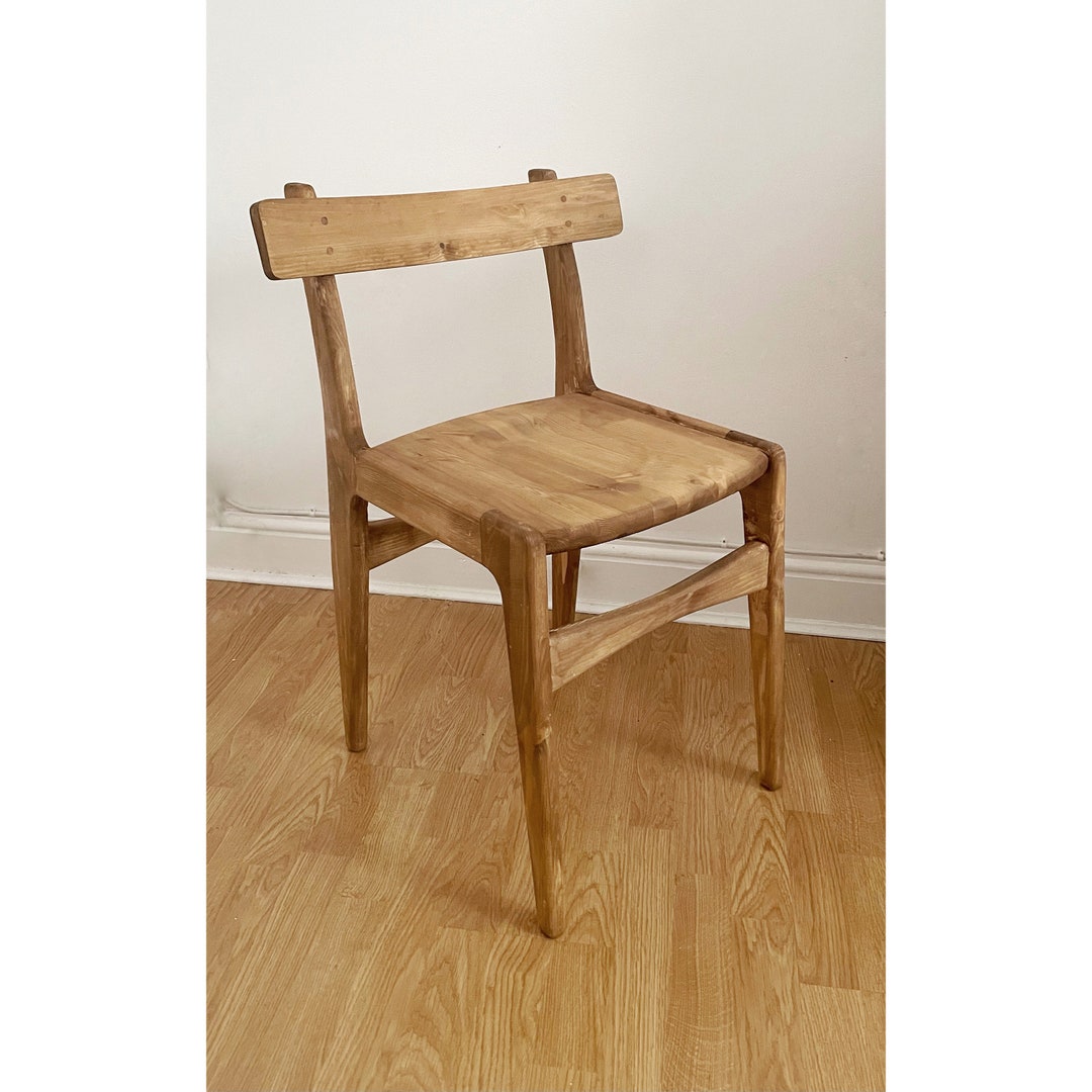 Handmade Solid Wood Dining Chair, Natural Wood - Etsy