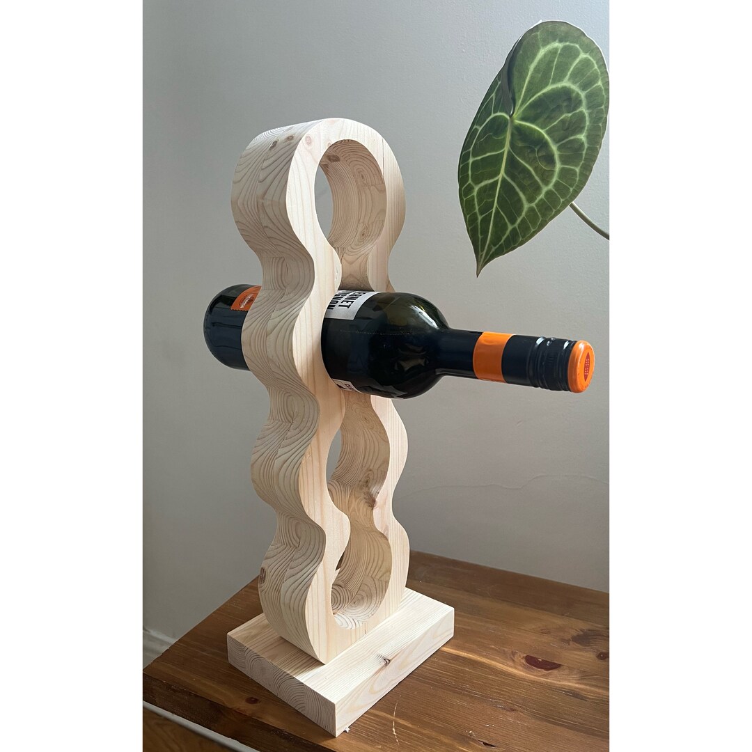 Wine Rack Solid Wood Curve Round Vertical Bottle Storage Wave - Etsy