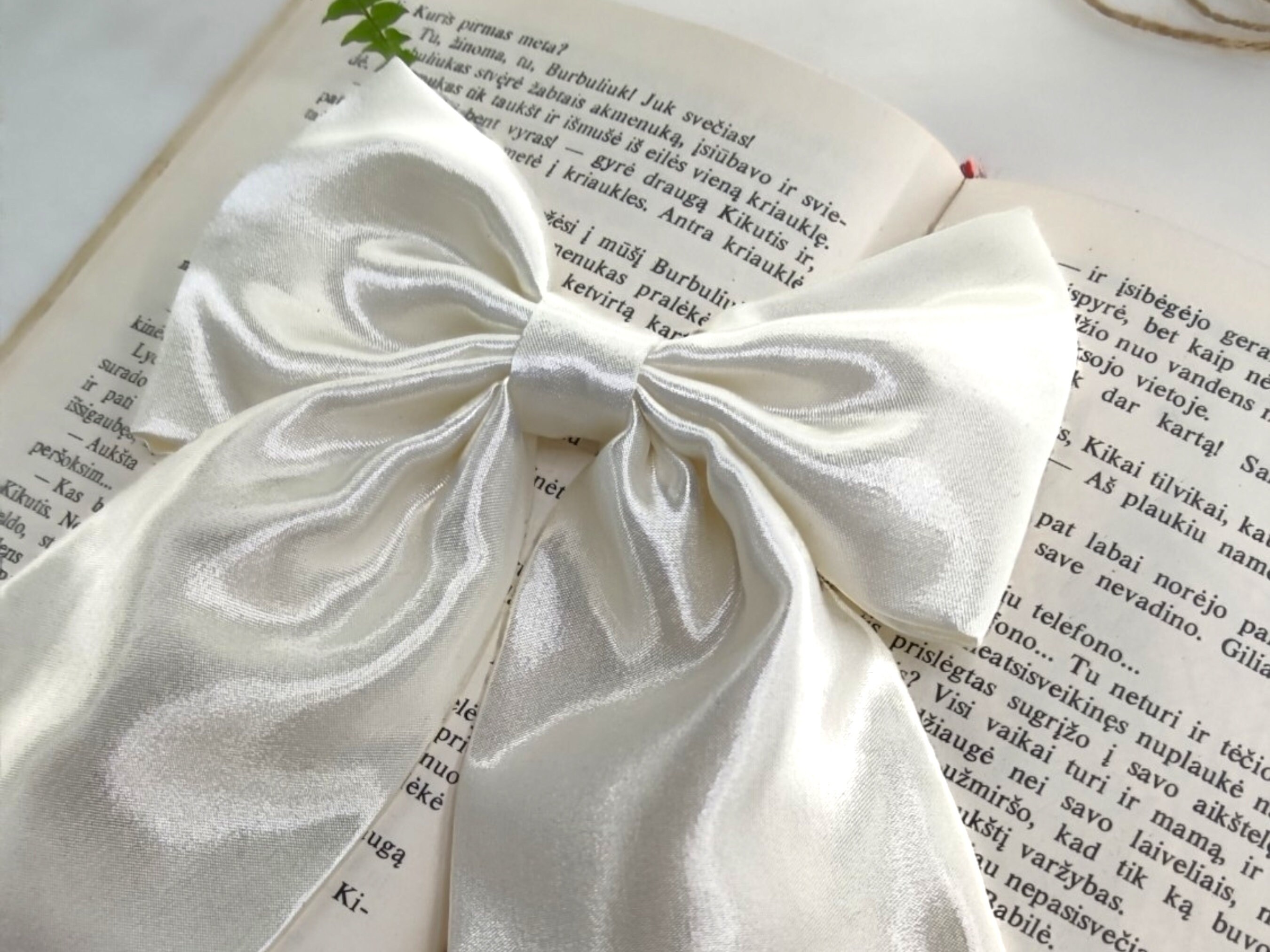 Bow Hair Clip, White Satin Bow, Large Hair Bows, Bow Hair Tie, Hair ...