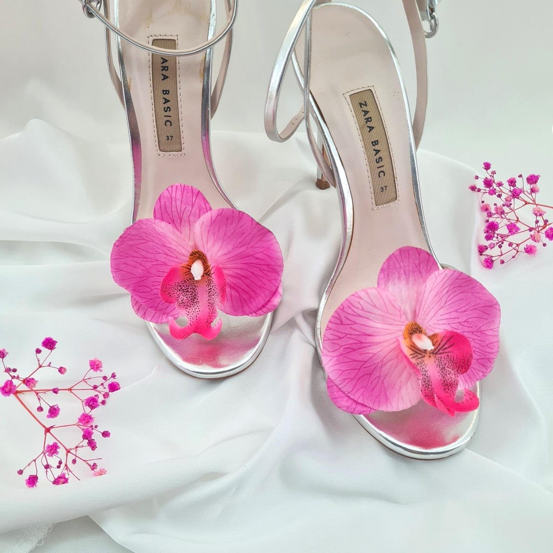 Flower Shoe Clip Flowers for High Heels Fuschia Orchid Accessories ...