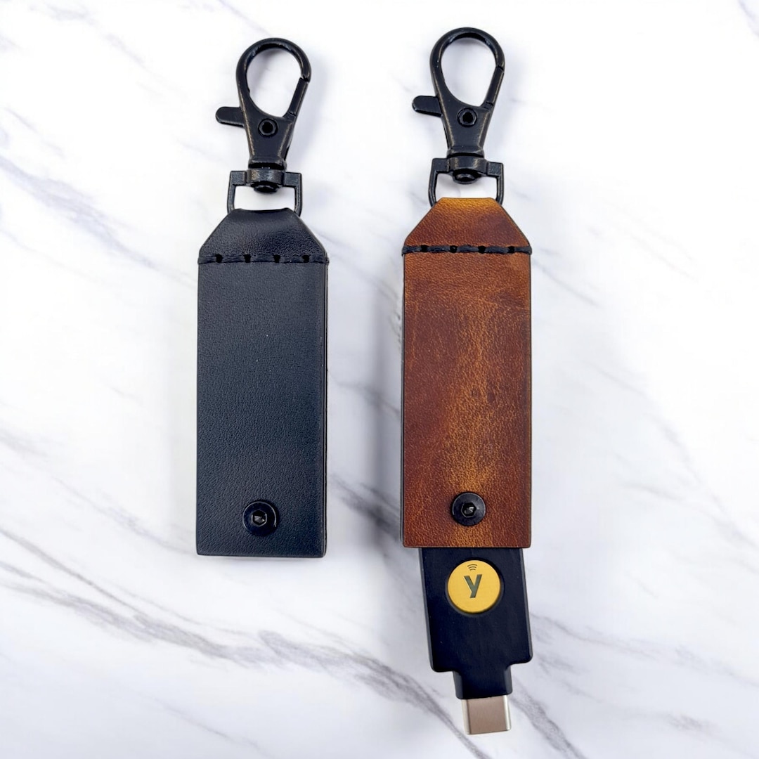Yubikey Leather Kaychain Holder 5 NFC Flip Cover Security Key Protector ...