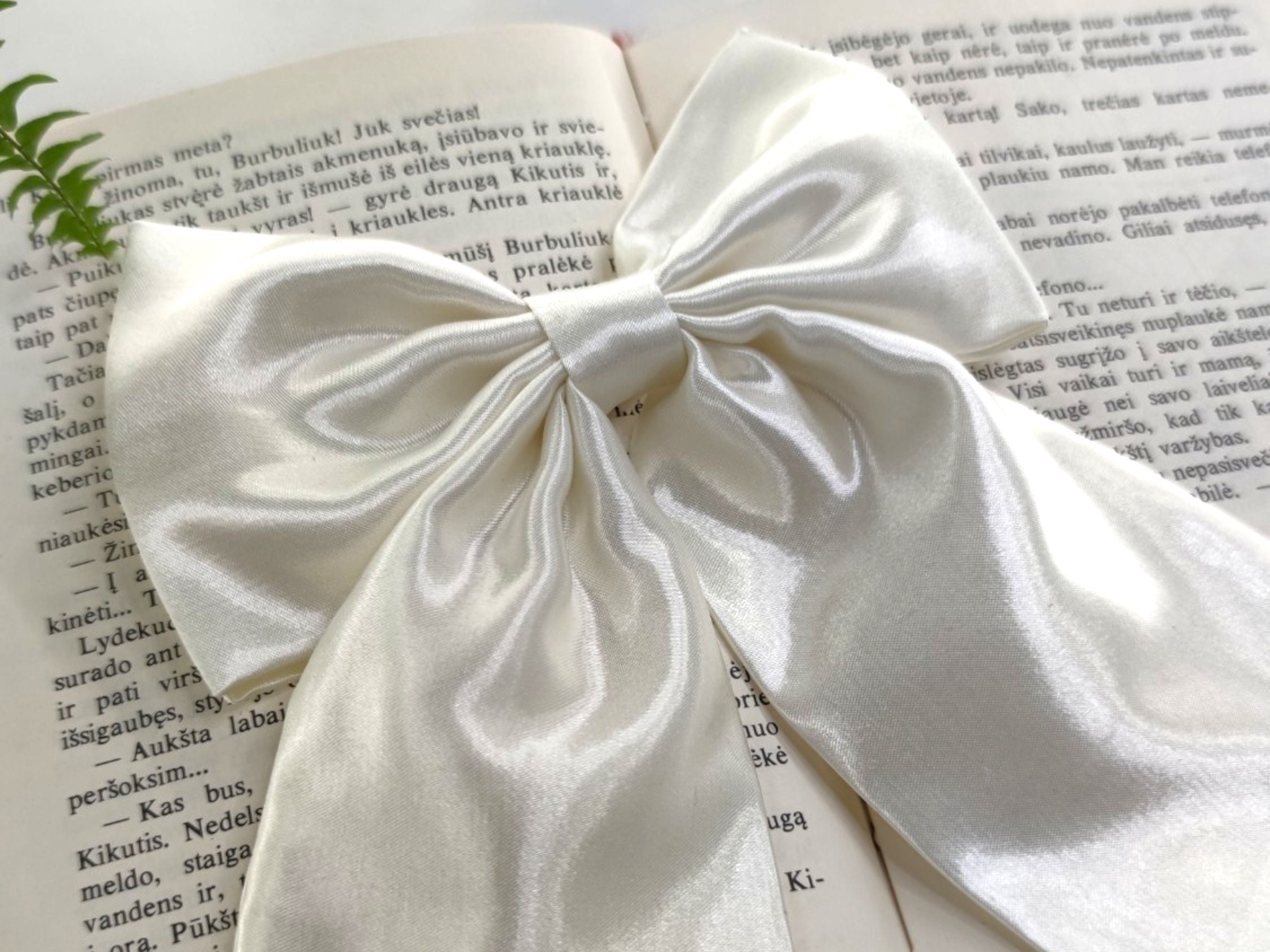 Bow Hair Clip, White Satin Bow, Large Hair Bows, Bow Hair Tie, Hair ...
