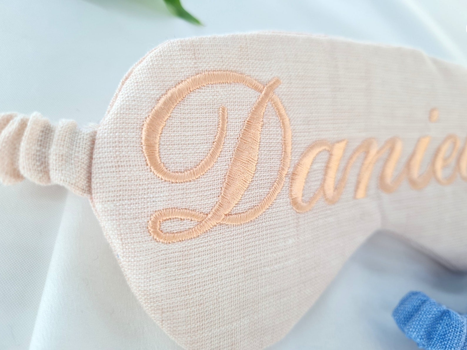 Embroidered Linen Sleep Mask, Custom Eye Mask, Personalized Sleeping ...
