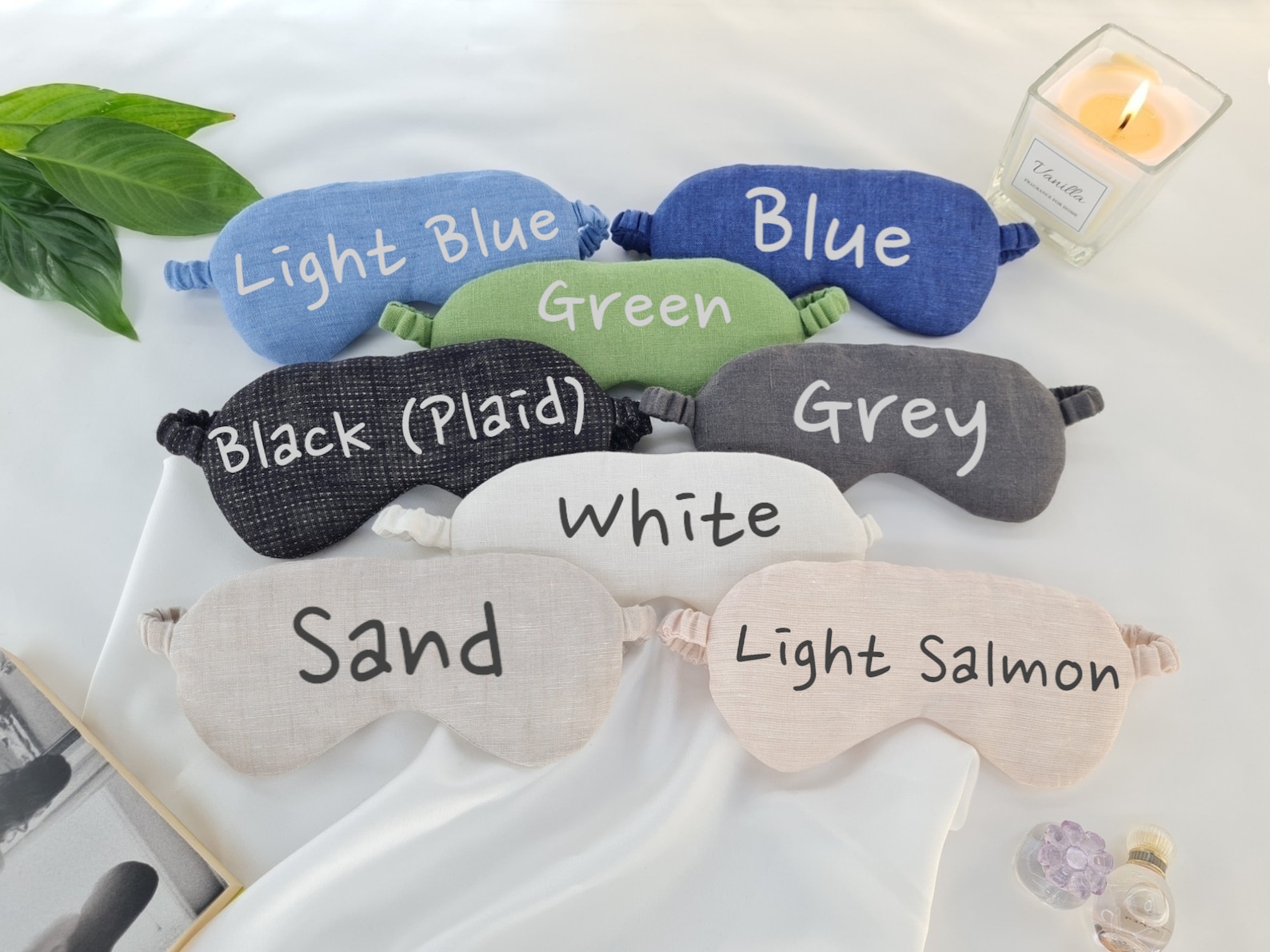 Embroidered Linen Sleep Mask, Custom Eye Mask, Personalized Sleeping ...