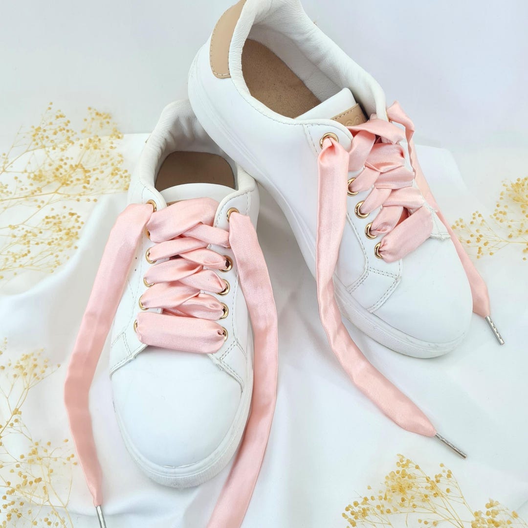 Pink Satin Shoelaces Ribbon Shoelaces Wide Satin Laces Fancy Shoelaces ...