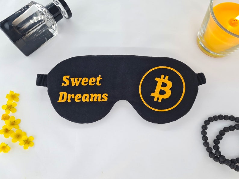 Bitcoin Sleep Mask, Black Linen Eye Cover, Comfortable Night Mask for ...