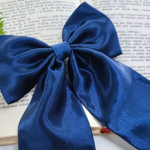 Bow Hair Tie, Navy Blue Satin Bow, Women's Hair Bows, Bow Hair Clip ...
