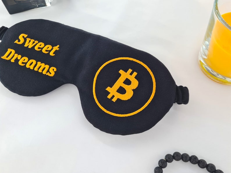 Bitcoin Sleep Mask, Black Linen Eye Cover, Comfortable Night Mask for ...