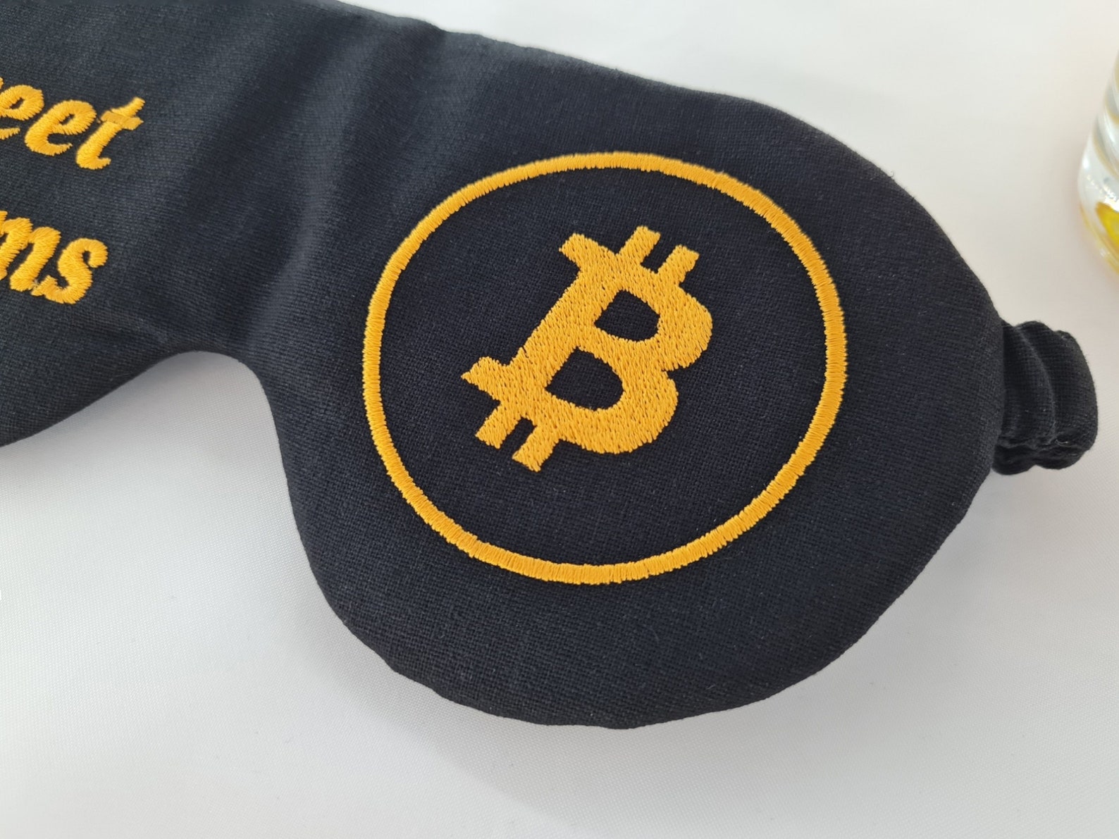Bitcoin Sleep Mask, Black Linen Eye Cover, Comfortable Night Mask for ...