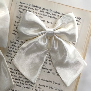 Bow Hair Clip, White Satin Bow, Large Hair Bows, Bow Hair Tie, Hair ...