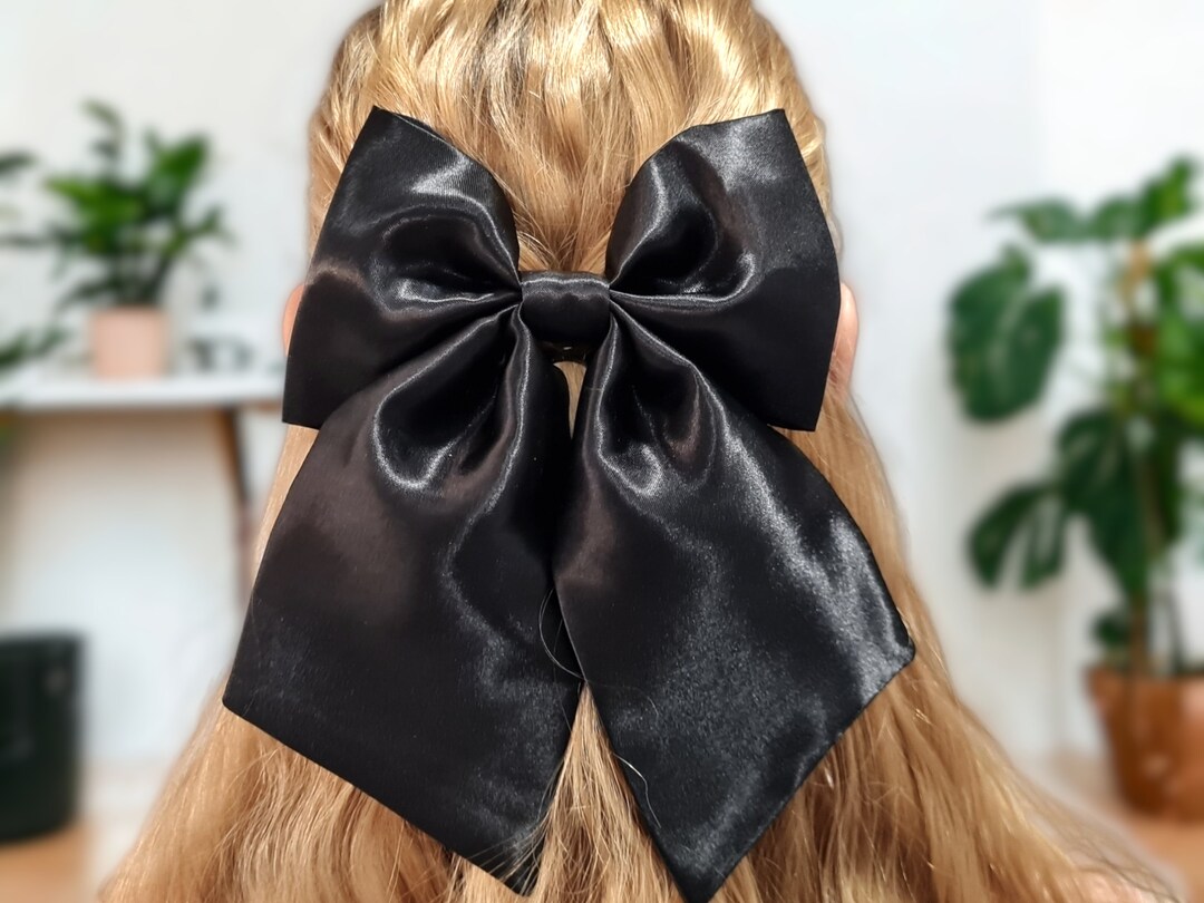 Black Hair Bow, Hair Accessories, Hair Clips, Gifts for Her, Elegant ...