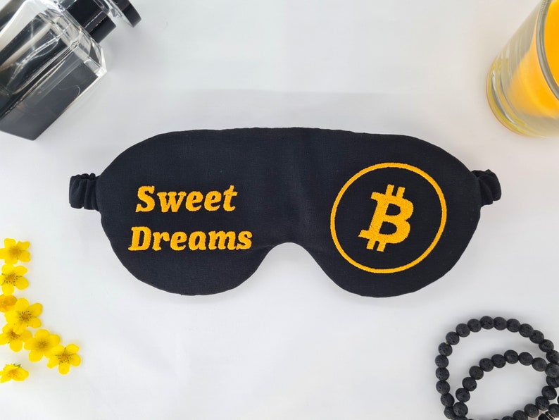 Bitcoin Sleep Mask, Black Linen Eye Cover, Comfortable Night Mask for ...
