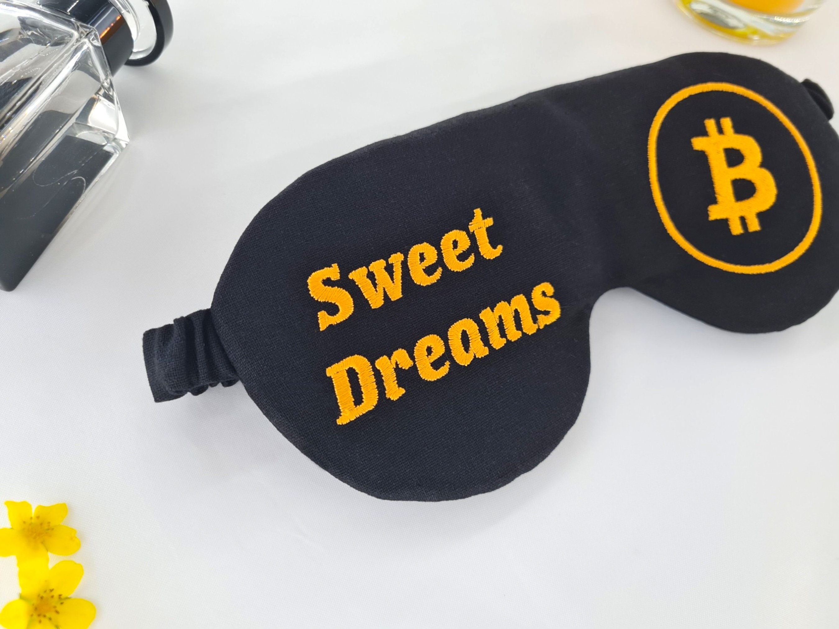 Bitcoin Sleep Mask, Black Linen Eye Cover, Comfortable Night Mask for ...