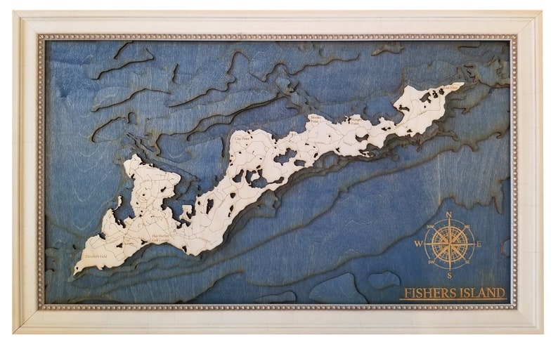 Bathymetric Map of Fishers Island, NY - Etsy