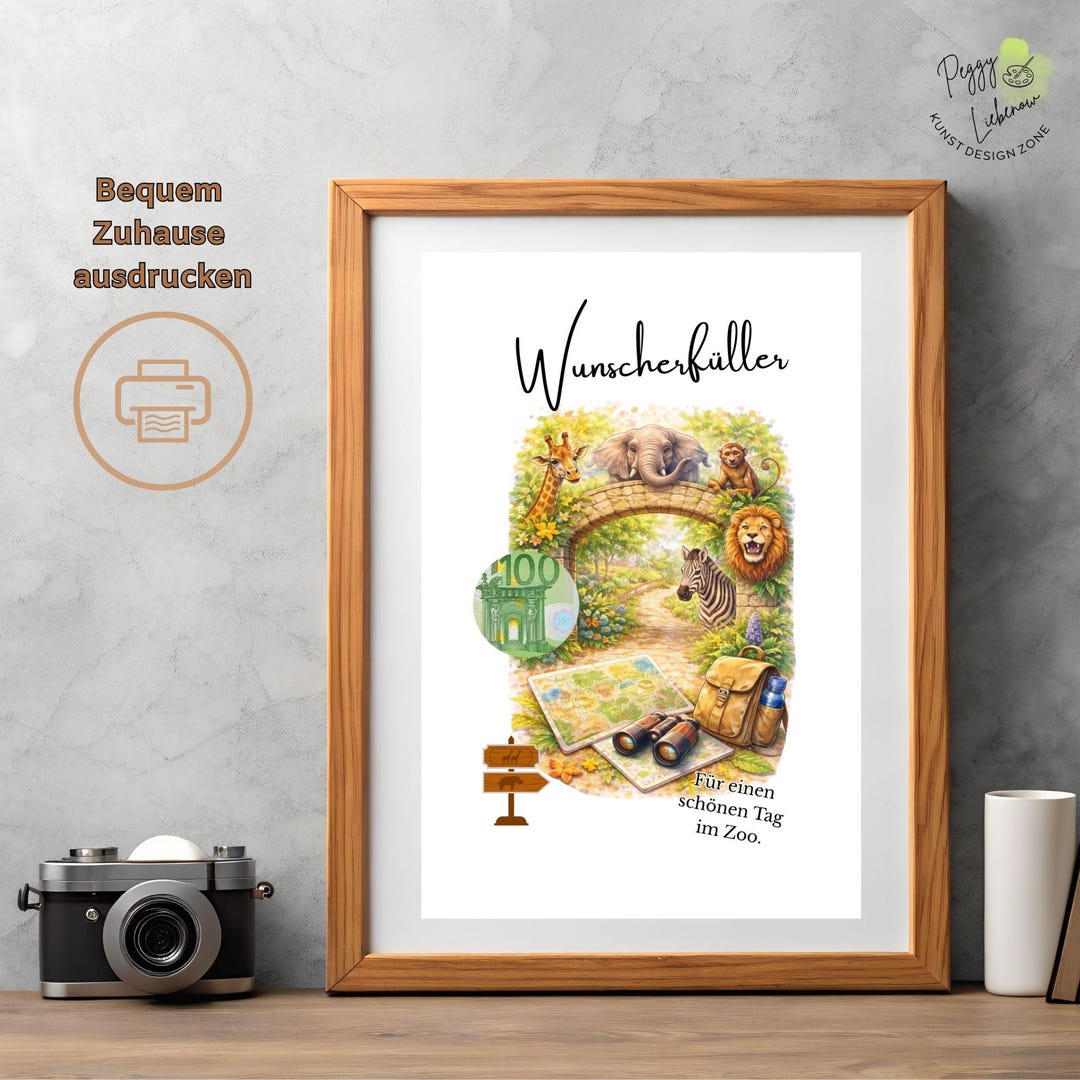 Zoo Money Gift Voucher – A4 PDF Printable – DIY Download – Theme Park ...