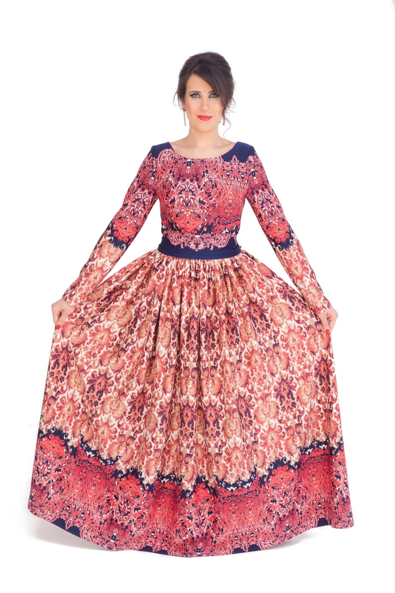 Womens Dress Long Dress Maxi Dress Multicolor Dress Round - Etsy