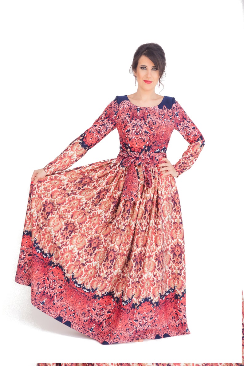 Womens Dress Long Dress Maxi Dress Multicolor Dress Round - Etsy