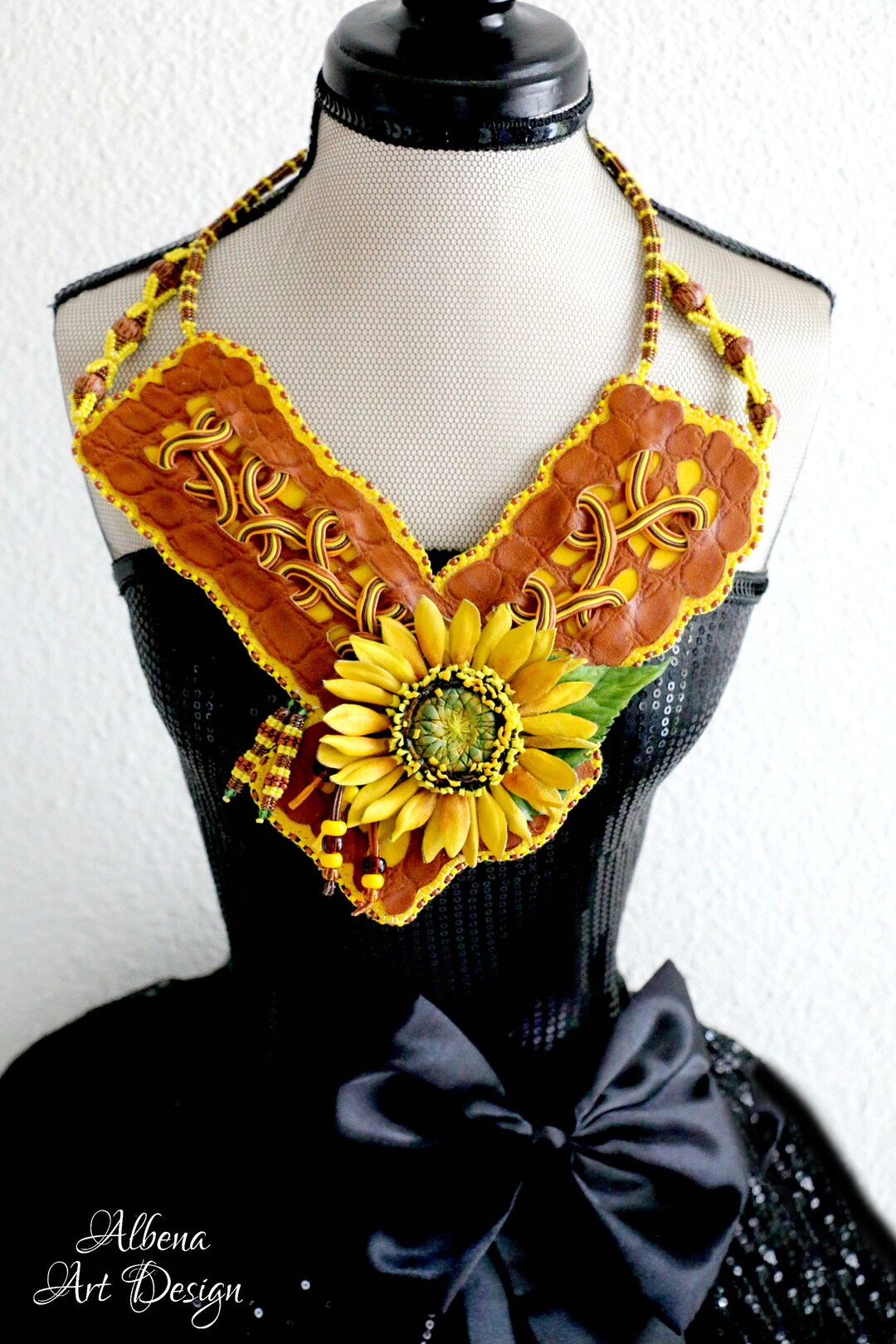 Aztek Sun Handmade Leather Necklace With Sunflower - Etsy