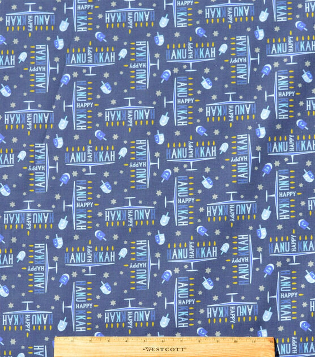 Hanukkah Fabric, Jewish Fabric, by the Half Yard, Judaica Fabric, Mixed ...