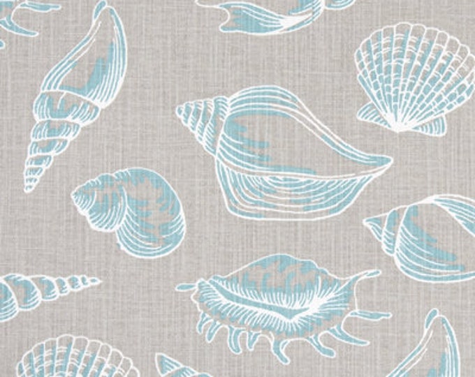 Coastal Fabric, Beach Treasure, Premier Prints Fabric, Teal, Shells ...