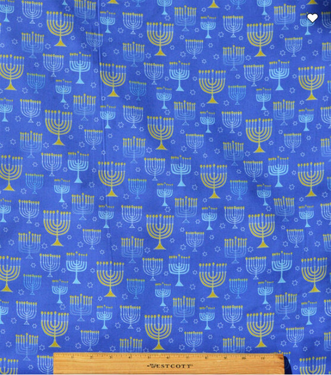 Jewish Fabric, Star of Peace Fabric, Menorah Fabric, Royal Blue ...