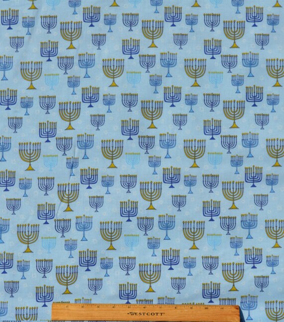 Menorah Fabric Judica by the Half Yard Judaica Fabric - Etsy