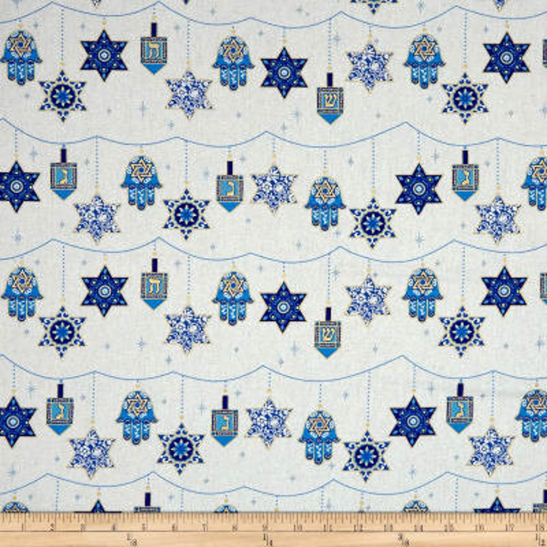 Jewish Fabric, Star of Peace Fabric, Quilters Cotton Face Mask, Judaica ...