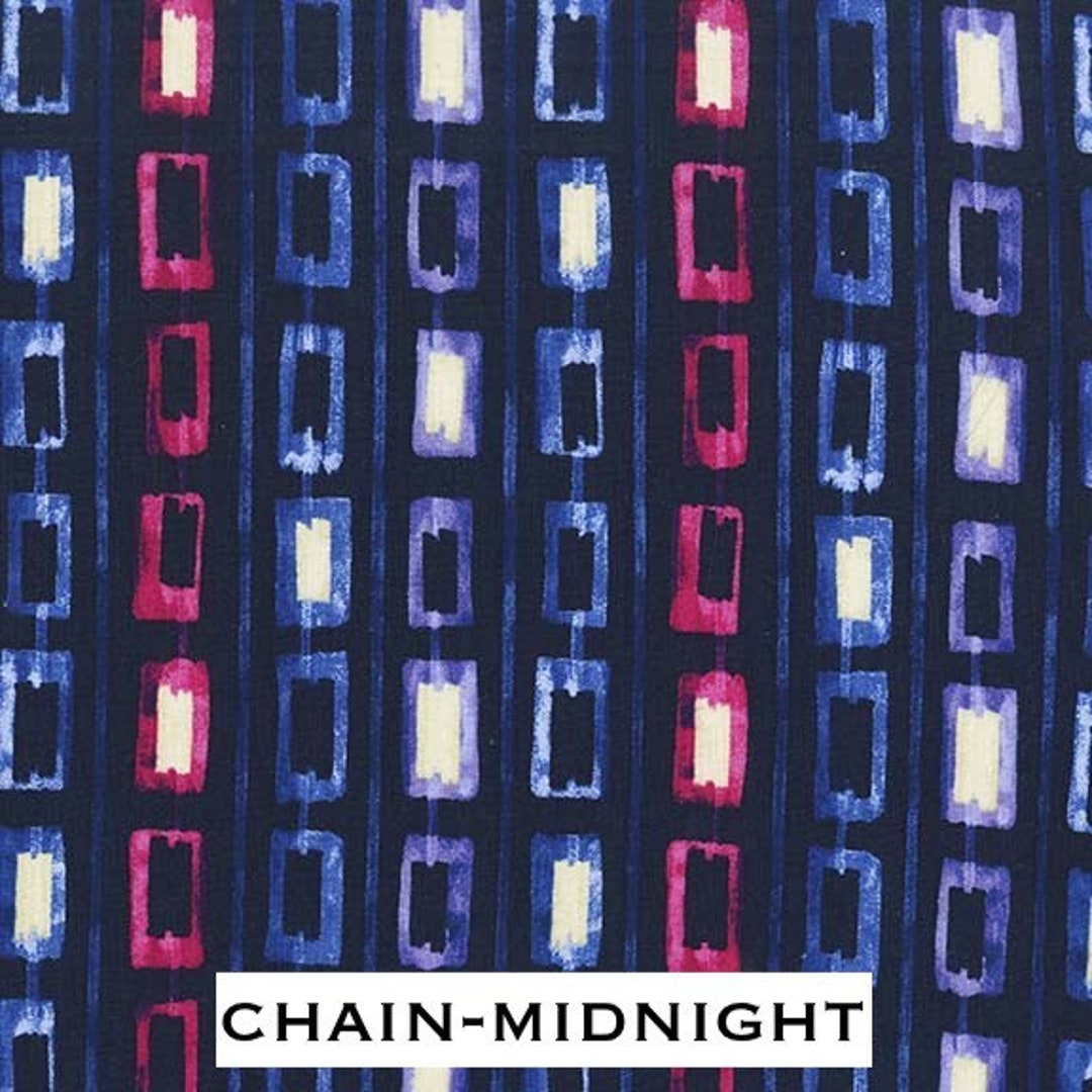 Midnight Blue Fabric, by the Yard, Navy Blue, Chain, Quilting Fabric ...
