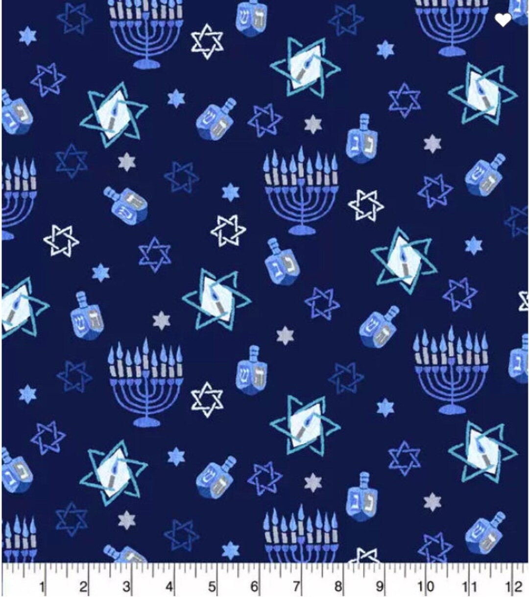 Chanukah Decoration, Jewish Fabric, by the Half Yard, Judaica Fabric ...