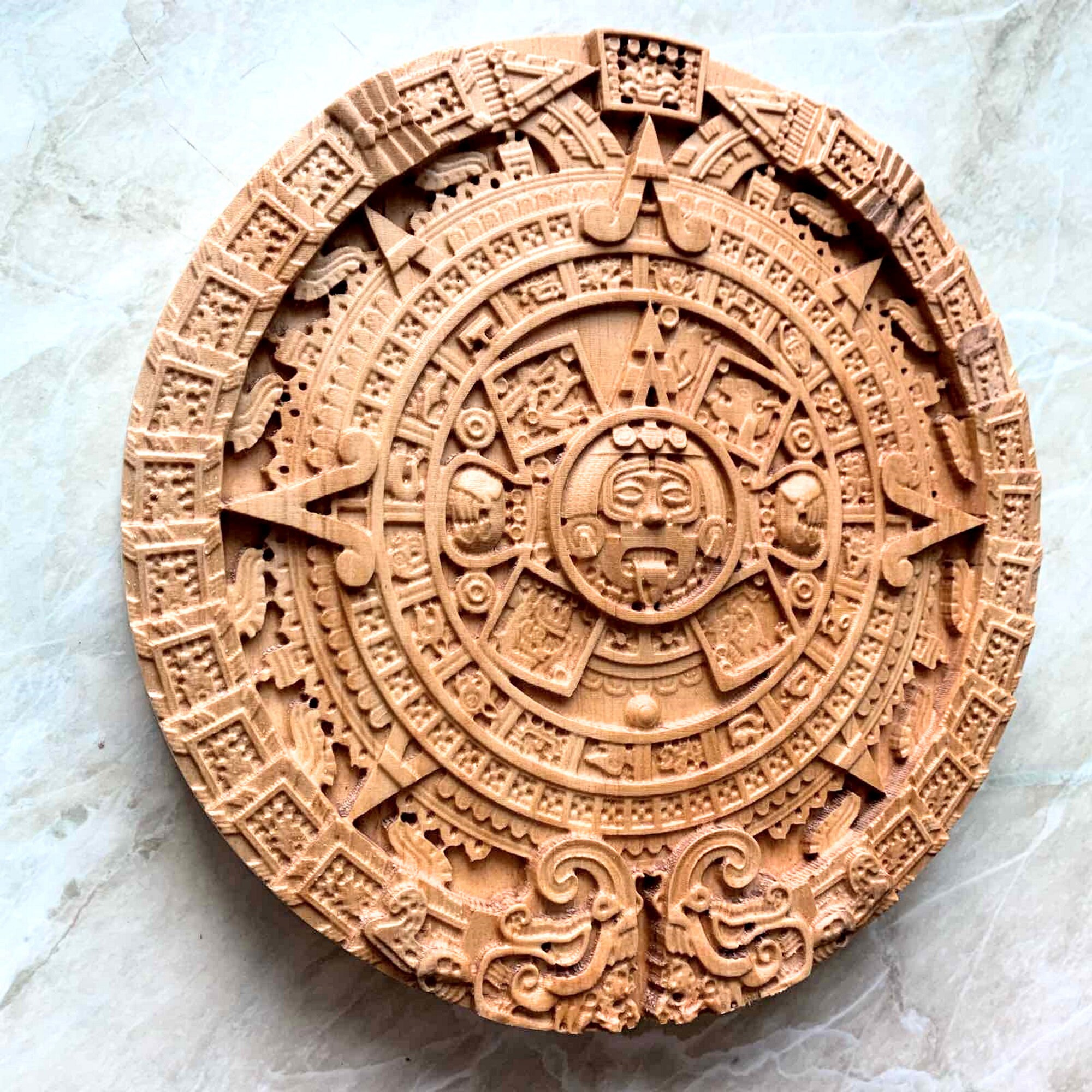 Aztec Mayan Calendar carved wood picture. 8 Diameter | Etsy