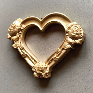 Gold Heart Shaped Photo Picture Frame With Roses, Wood Carving, Love ...