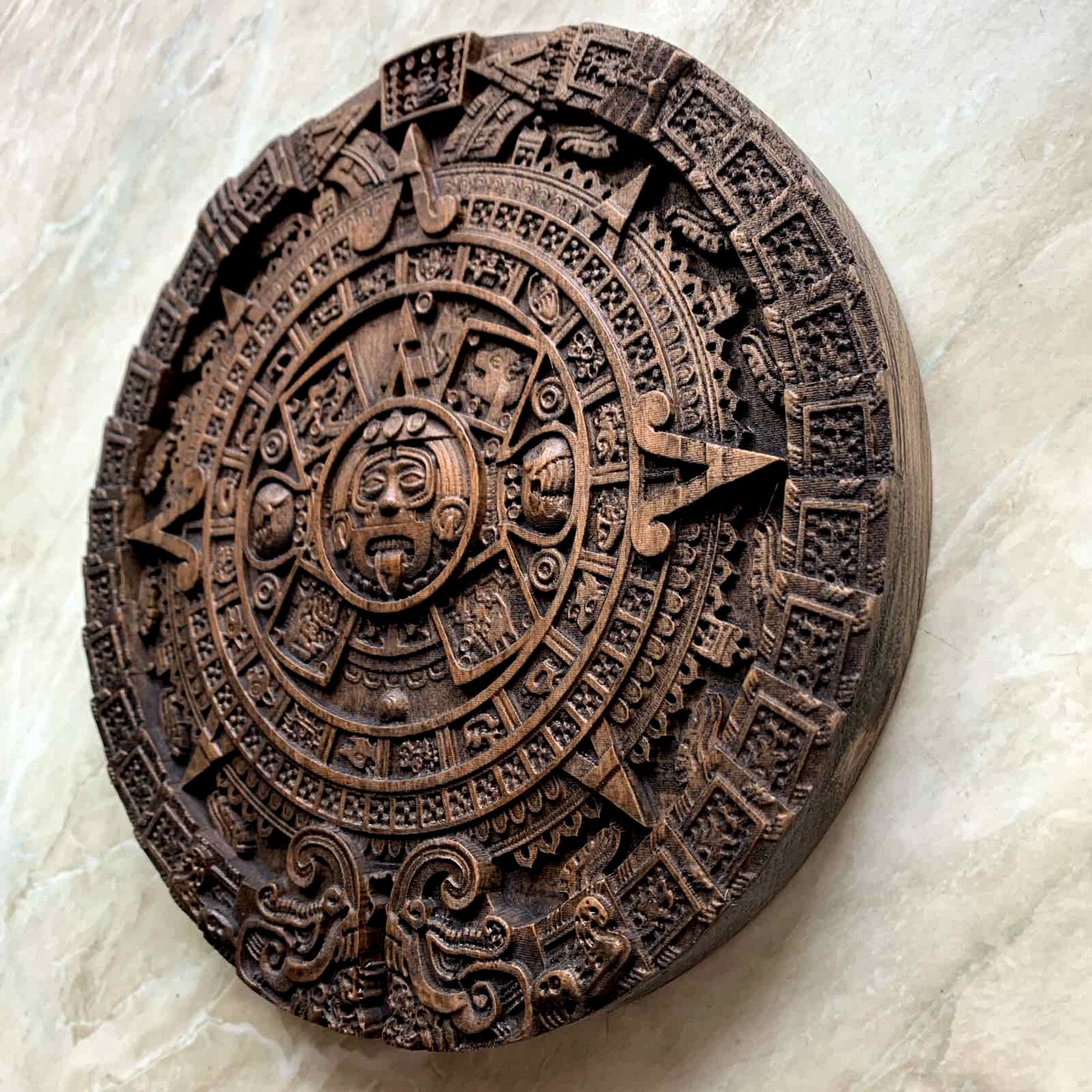 Aztec Mayan Calendar carved wood picture. 8 Diameter | Etsy