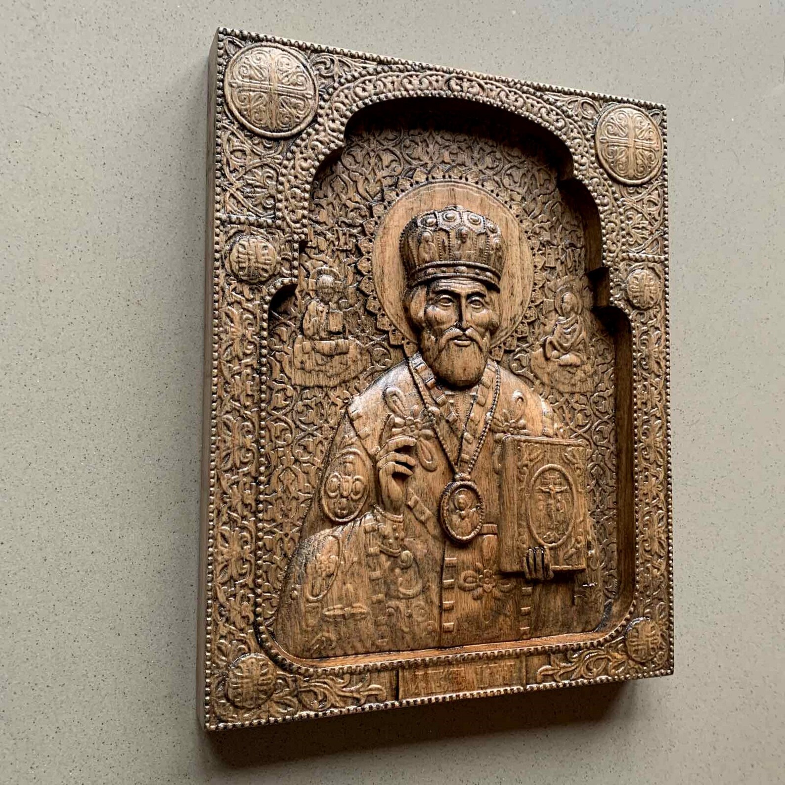 Saint Nicholas Carved Wooden Icon St. Nicholas the - Etsy