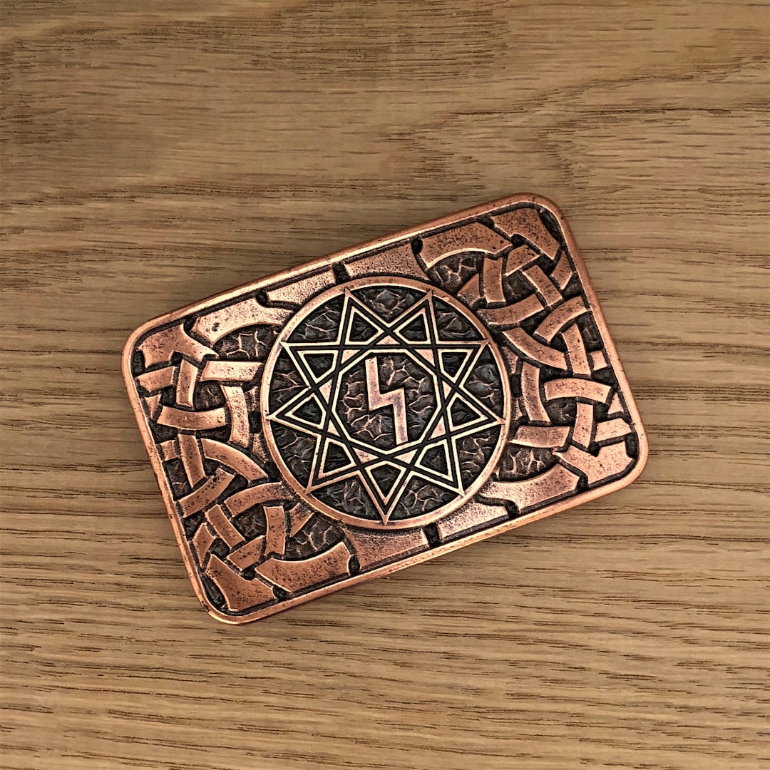 Rectangular Buckle for Belt, Slavic Symbol Lightning in a Star, Symbol ...