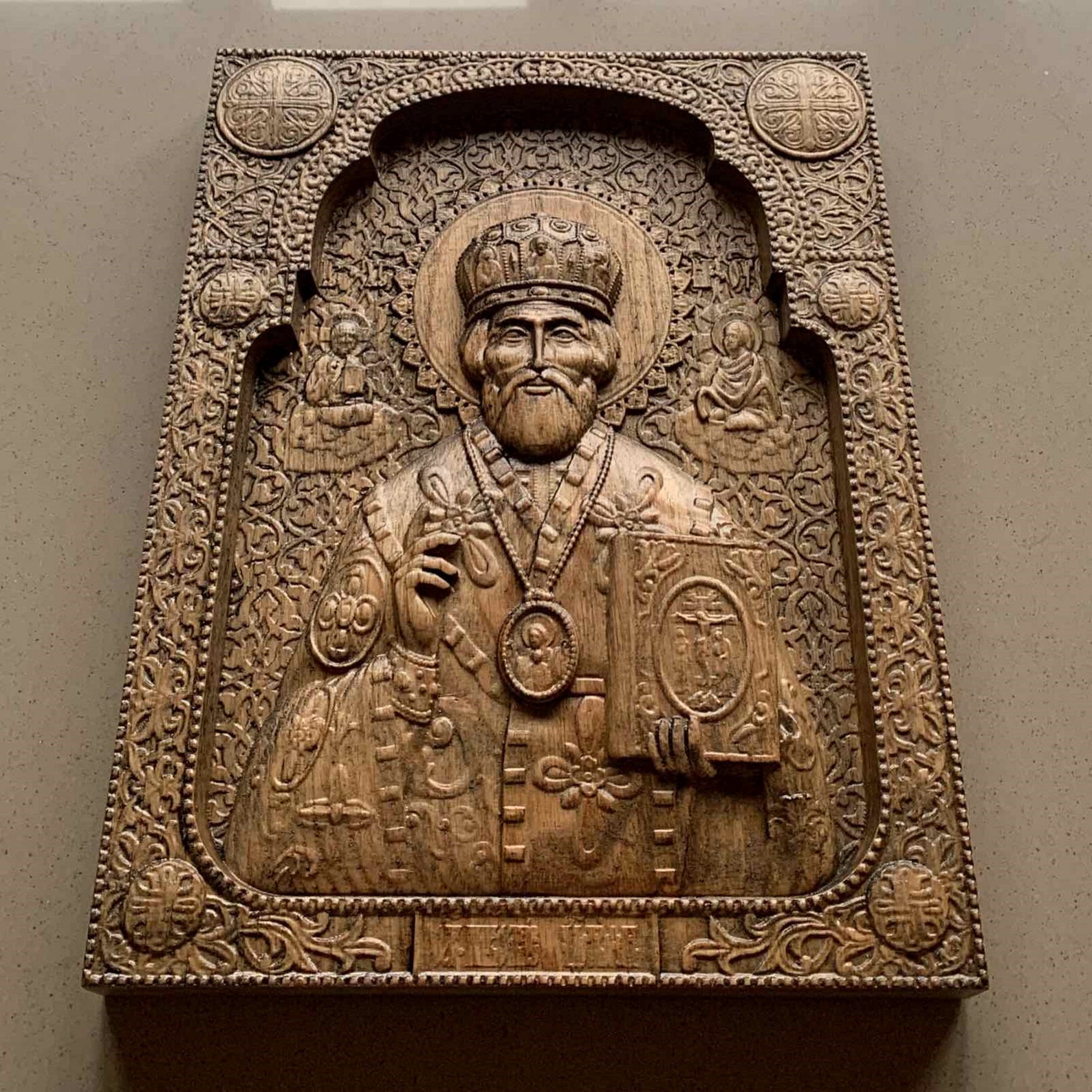 Saint Nicholas Carved Wooden Icon St. Nicholas the - Etsy