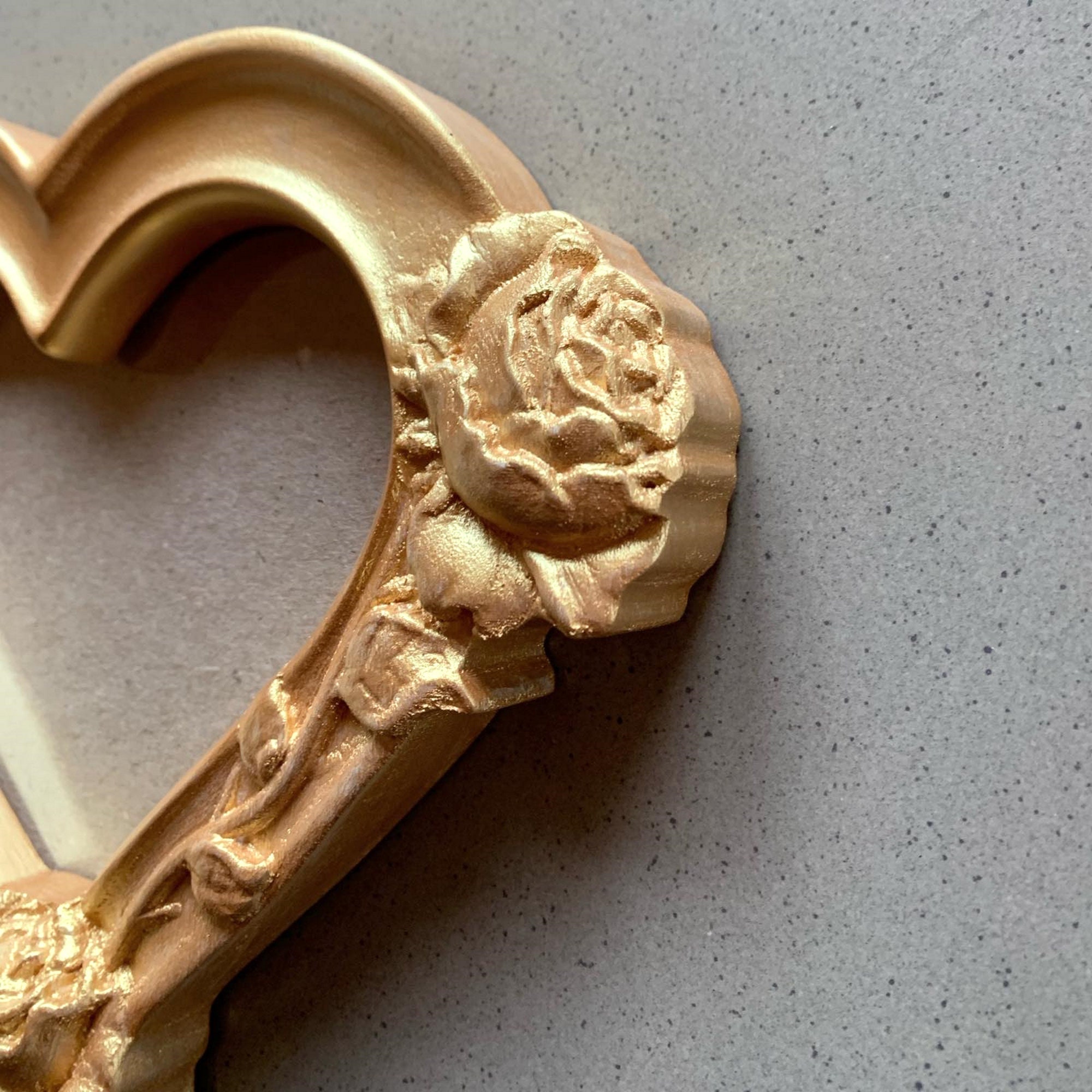 Gold Heart Shaped Photo Picture Frame With Roses, Wood Carving, Love ...