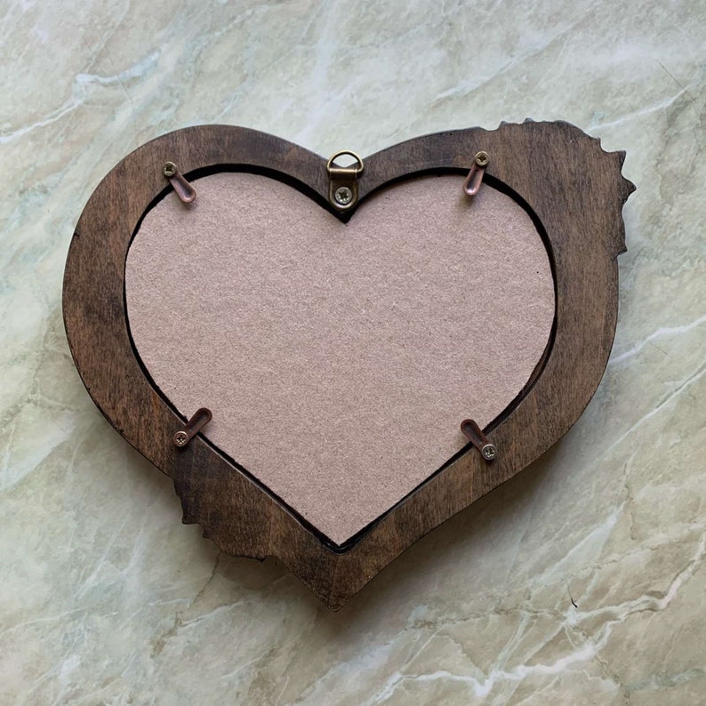 Wooden Heart Shape Photo Picture Frame Wood Carving Love - Etsy