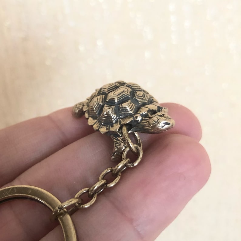 Cute Turtle Keychain Bronze Bag Charm. Tortlise Keychain. - Etsy
